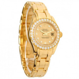 Rolex 80298 Yellow Gold on Pearlmaster, Diamond Bezel Champagne Diamond ...