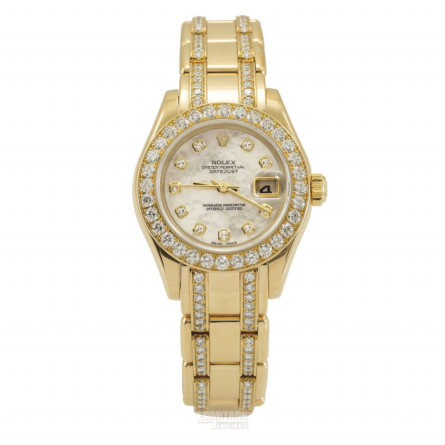 Rolex 80298 Yellow Gold on Pearlmaster, Diamond Bezel Mother Of Pearl ...