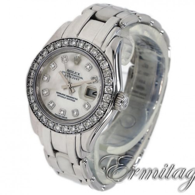 Rolex 80299 White Gold on Pearlmaster, Diamond Bezel Mother Of Pearl ...