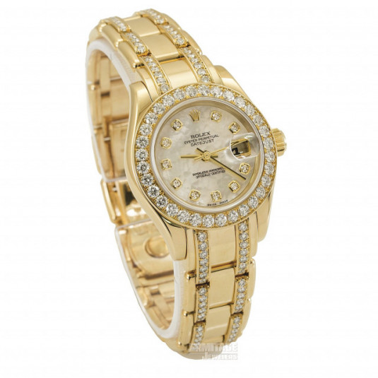 Rolex 80298 Yellow Gold on Pearlmaster, Diamond Bezel Mother Of Pearl ...