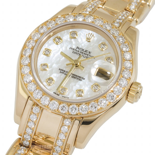 Rolex 80298 Yellow Gold on Pearlmaster, Diamond Bezel Mother Of Pearl ...