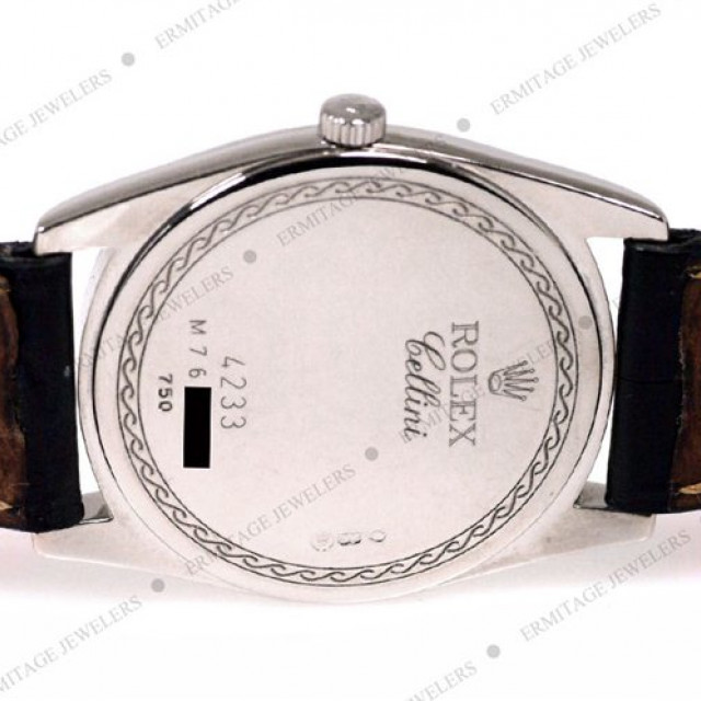 Rolex 4233 White Gold on Strap White with Black Arabic | Ermitage Jewelers