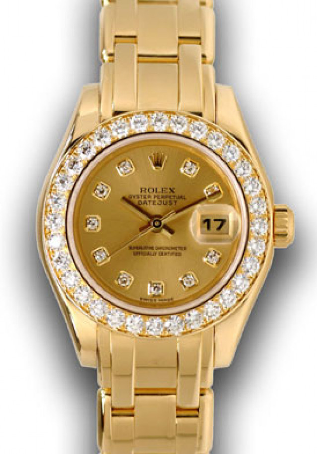 Rolex 80298 Yellow Gold on Pearlmaster, Diamond Bezel Mother Of Pearl ...