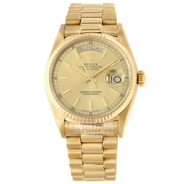 Rolex Day-Date 18038 36 mm Gold on President | Ermitage Jewelers